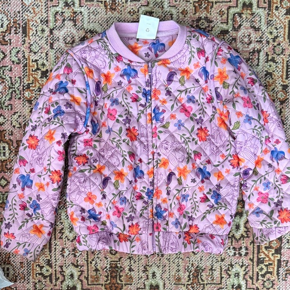 Disney | Jackets & Coats | Disney Tangled Floral Kids Jacket Pink And ...